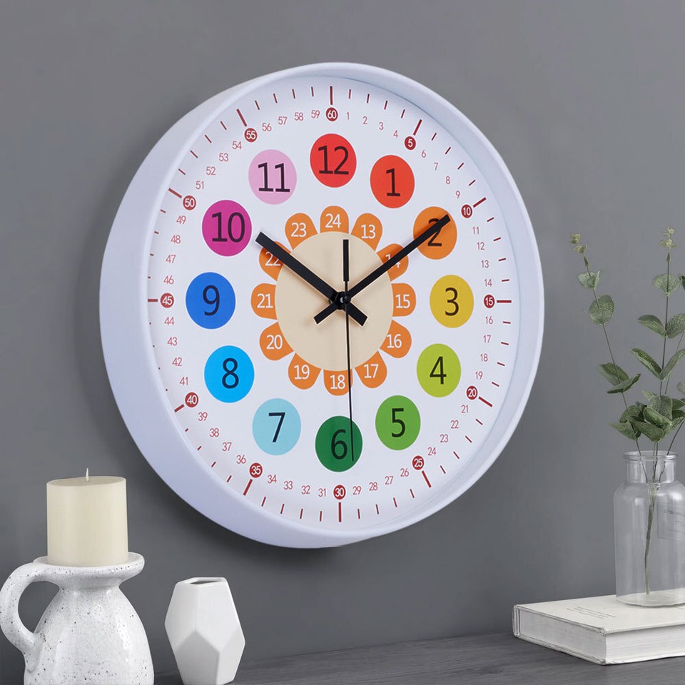 Kids Learn To Tell The Time 3D Large Wall Clock 30cm Teaching Children ...