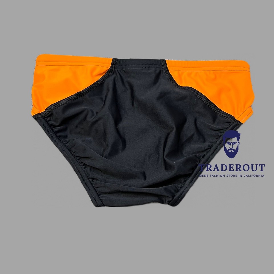H.E.Arts SPEEDO club custom print on Speedo Men black orange swim Brief ...