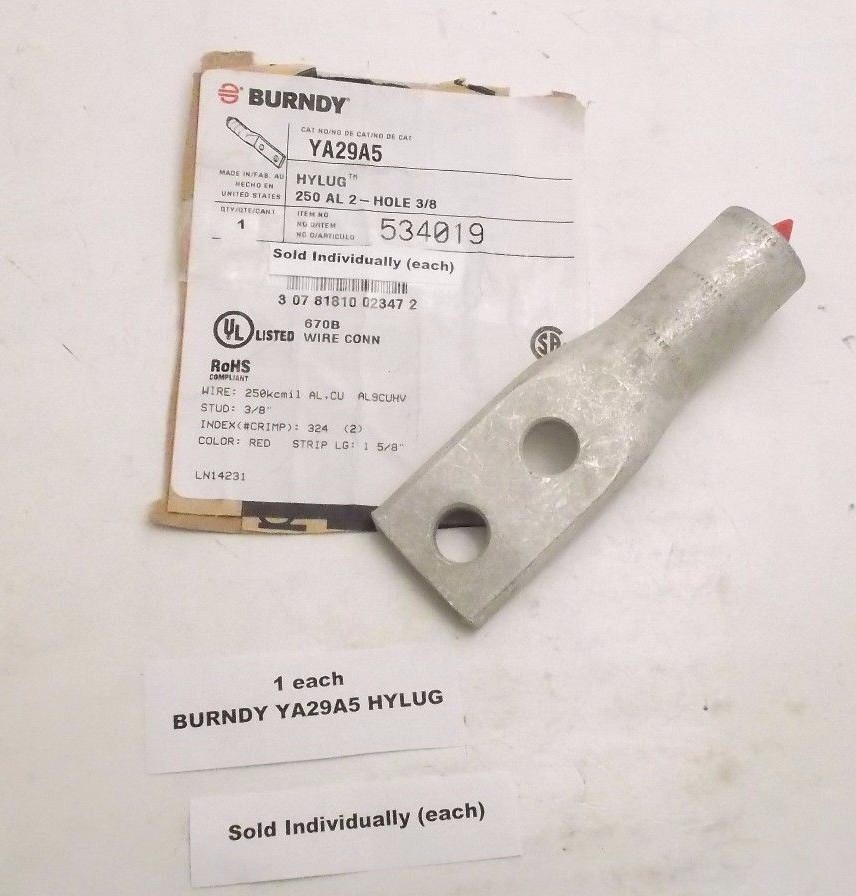 BURNDY 250 kcmil Compression Lug - Red Die - 2 Hole (3/8”) - 1 Piece ...