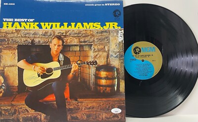 HANK WILLIAMS JR Signed Autograph LP Cover "The Best of Hank Williams ...