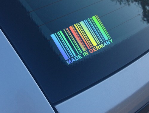 MADE IN GERMANY OIL SLICK CHROME FUNNY CAR STICKER DECAL WINDOW LAPTOP ...