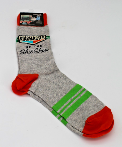 Blue Q Socks Ringmaster Of The Sh*t Show- Men’s Size 7-12 NWT~Gray ...