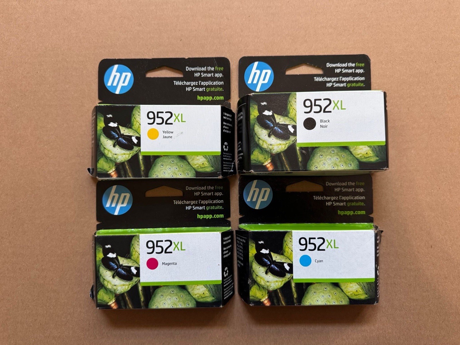 2025 4 packs Oem HP 952xl Black Color Ink Set Cyan Yellow Magenta New ...