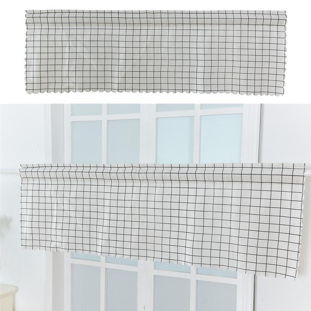 2pcs Short Curtain Shading Home Decor for Window Screen (White Grid) | eBay