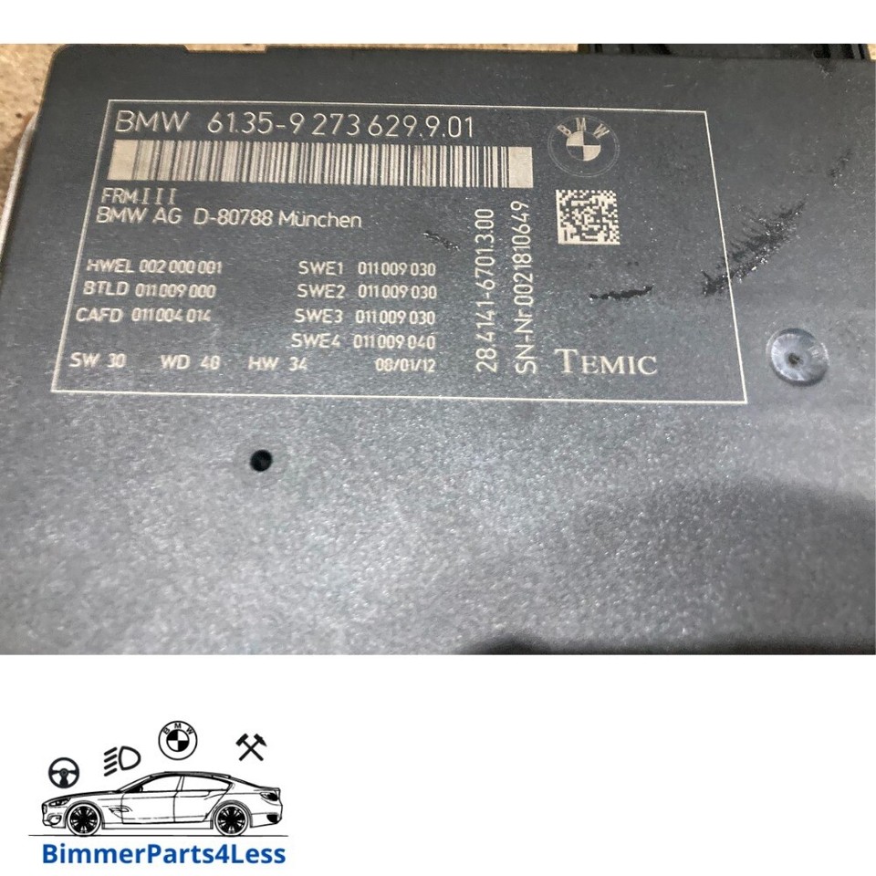 2012 BMW 5 Series F10 F11 FRM Control Module Unit ECU 9273629 | eBay