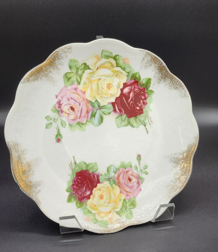 Antique Smith-Phillips (Ohio) Semi-Porcelain Scalloped Plate w/ Roses ...