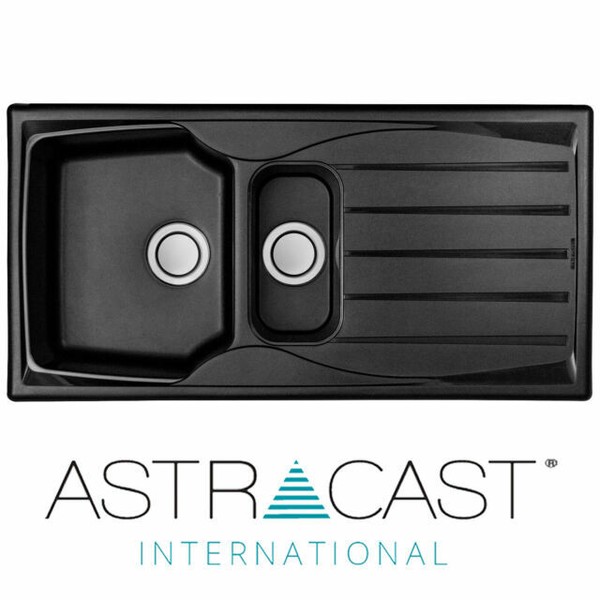 Astracast Sierra 1.5 Bowl Reversible Kitchen Plastic Sink with Drainer ...