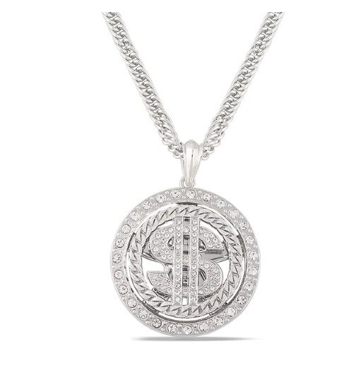 Spinning Dollar Sign Gold Plated Medallion Necklace Chain | eBay