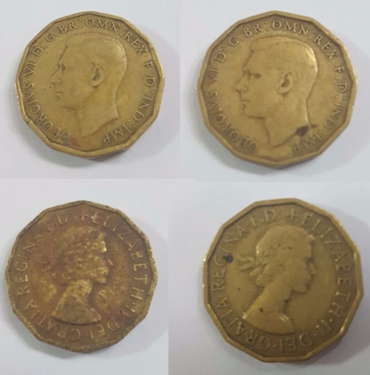 UK Lot 4 Old Coins Three Pence 1941 1944 1954 1960 | eBay
