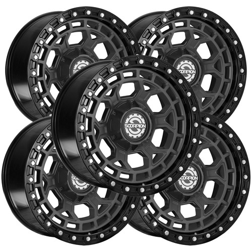 (Set of 5) Scorpion Nomad 18x9 5x5"/5x5.5" +12mm Matte Black Wheels ...