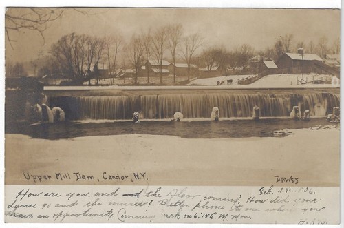 Candor NY Upper Mill Dam 1905 Vintage RPPC Photo Postcard Houses in ...