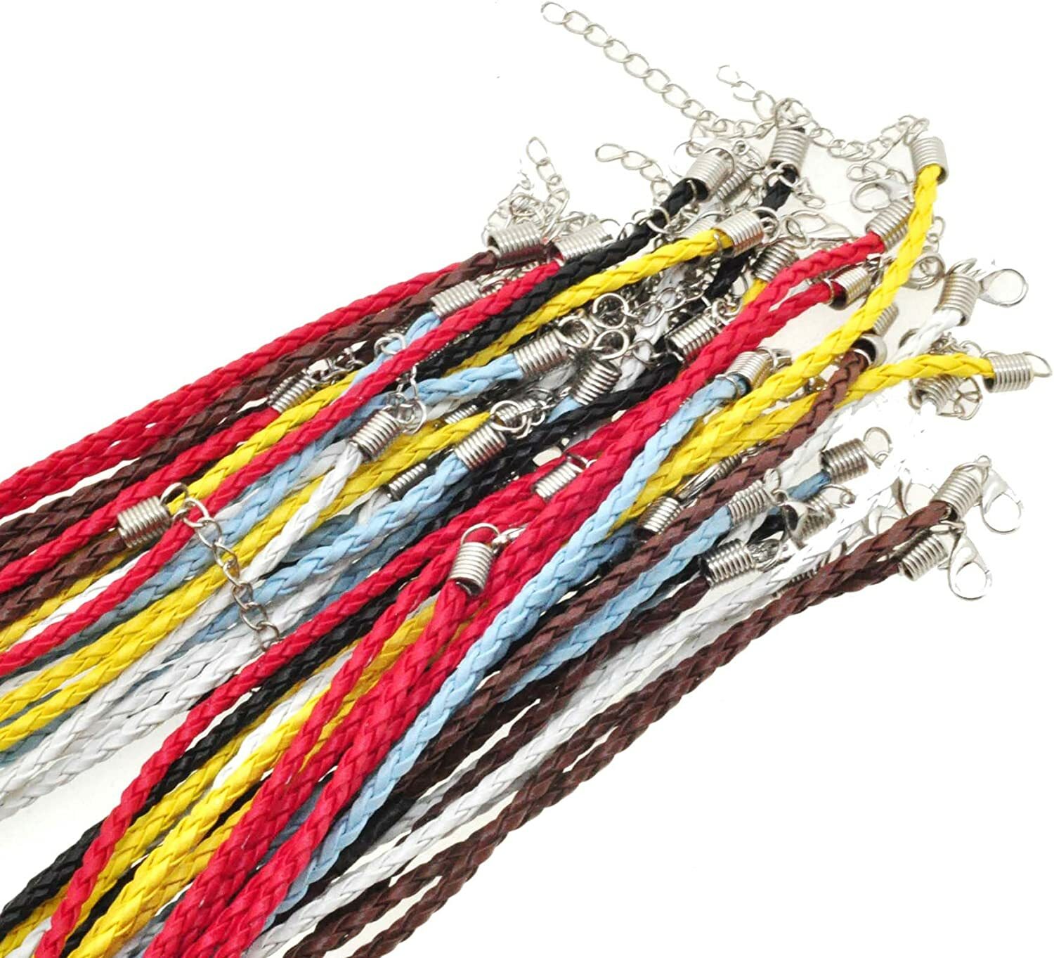 5 10PCS 20" 1.5 mm Leather Cord Chain Necklace Braided Leather Rope for ...