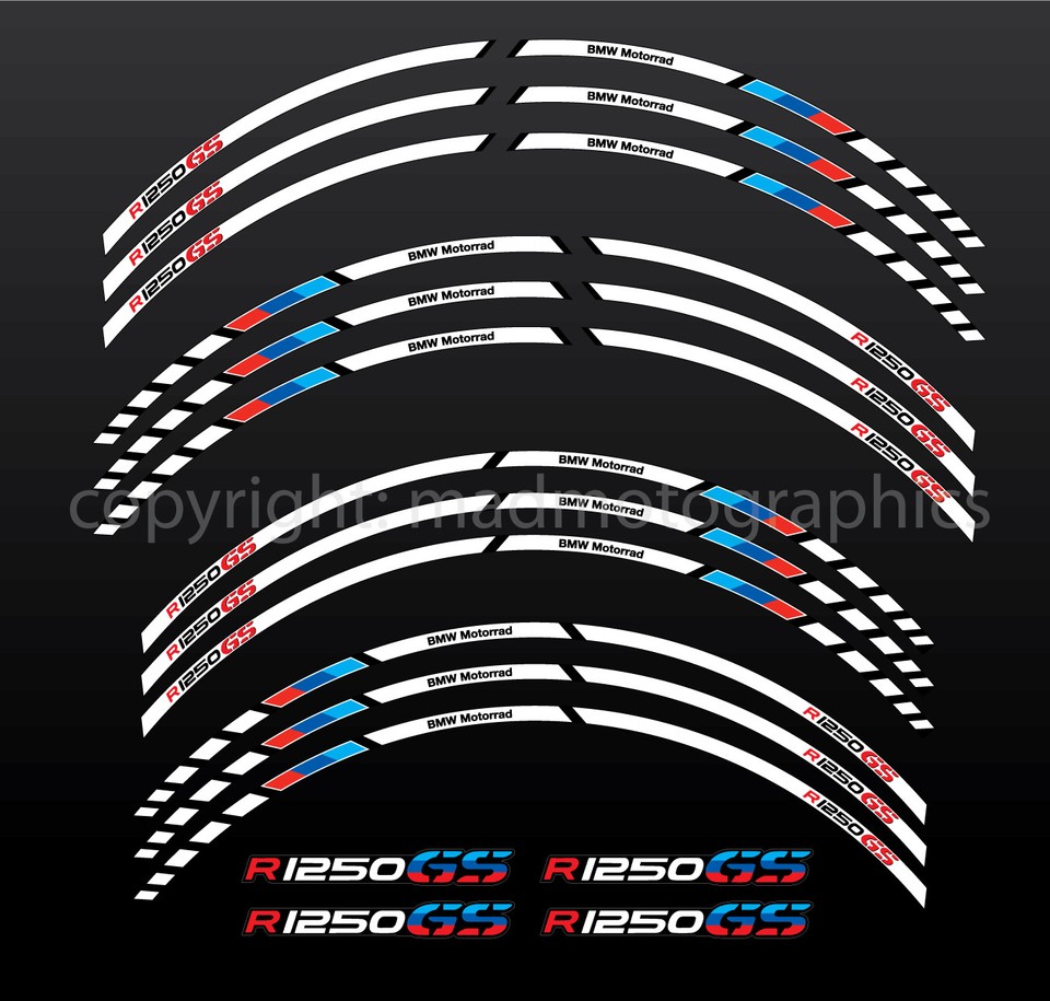 R1250GS motorcycle decals wheel rim stickers set bmw r1250 GS 19''17 ...