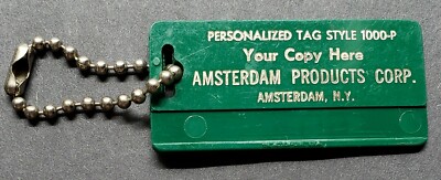 VINTAGE AMSTERDAM PRODUCTS CORP. NAME TAG KEY RING KEY CHAIN FOB ...