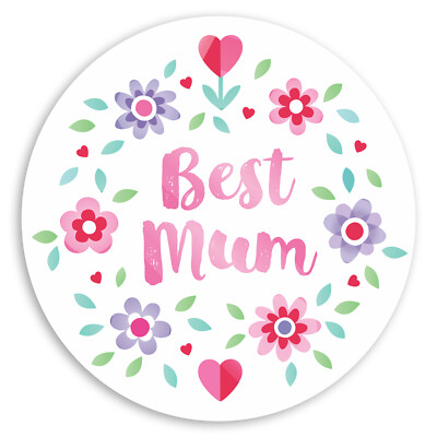 2 x 10cm Best Mum Vinyl Stickers - Flowers Mummy Cute Laptop Sticker ...