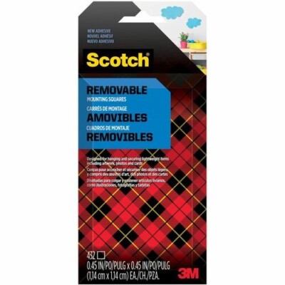 Scotch Removable Wall Mounting Tabs,.45 in x .45 in, Clear, 432 Tabs ...