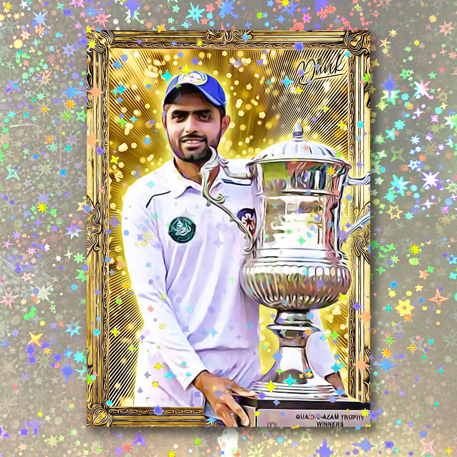 Babar Azam Holographic Gold Getter Sketch Card Limited 1/5 Dr. Dunk ...