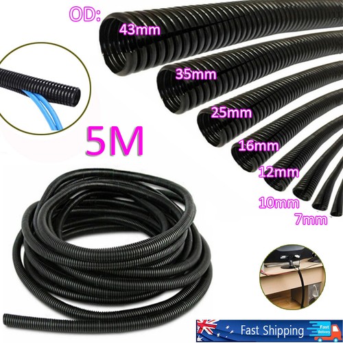 Split Wire Loom Conduit Tubing Corrugated Cable Protect UV Resistant Slit Tube5M | eBay