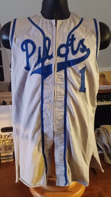 Vintage 1950s "Pilots" baseball jersey vest zipper front Minor League ...