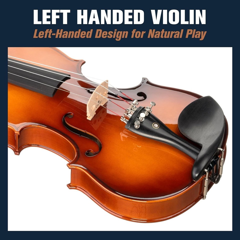 4/4 Full-Size Left-Handed Violin, Solid Spruce Top & Maple Body ...