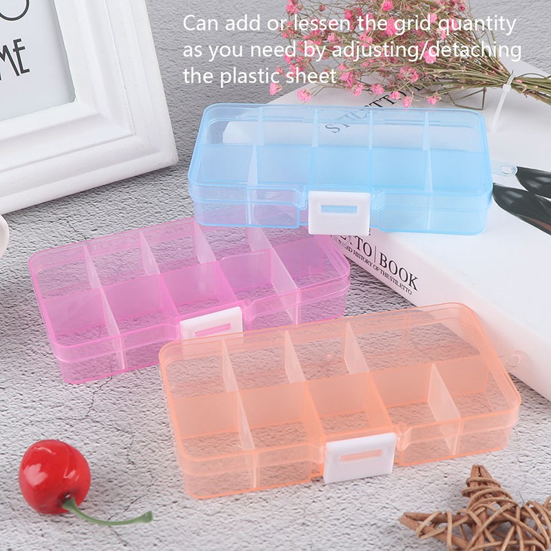 Adjustable 10 Compartment Plastic Storage Box Jewelry Screw Organizer ...