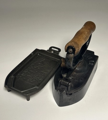 Antique 1878 N.R. Streeter’s Cast Iron Trivet Stand & Sensible Sad Iron ...