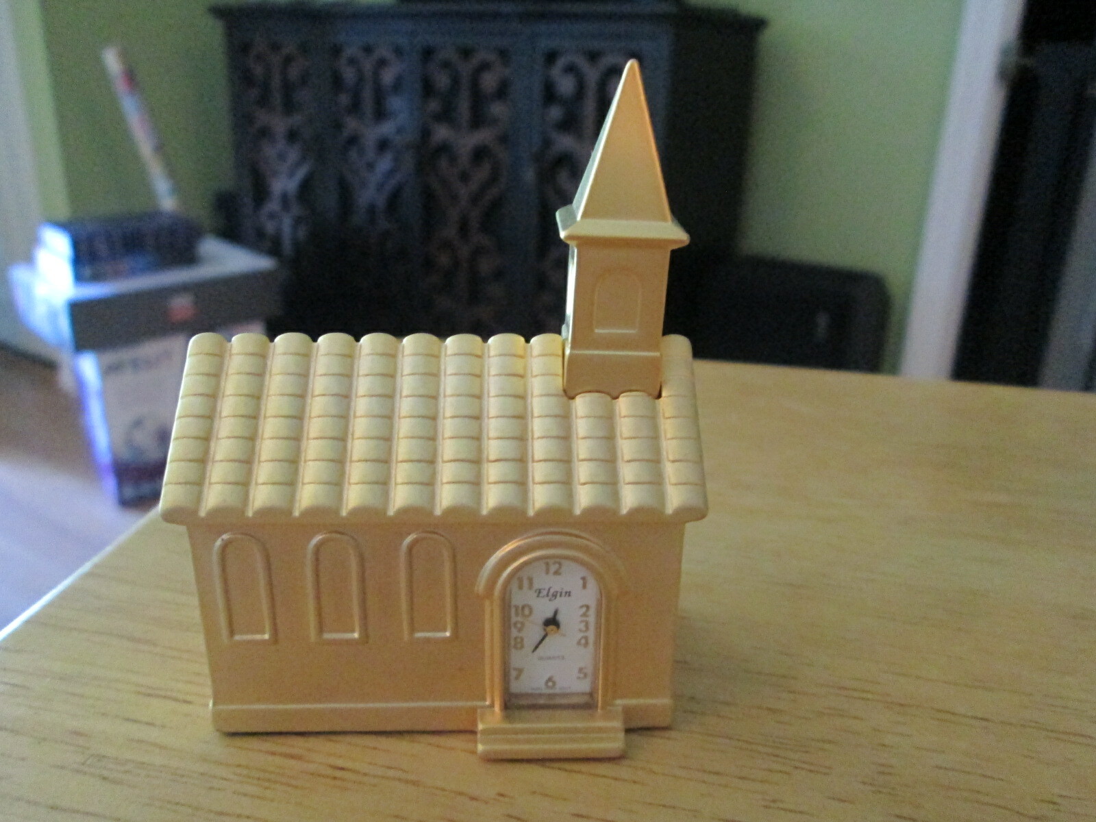 Elgin Collectible Mini Clock Church Steeple Gold Tone Novelty Gift | eBay
