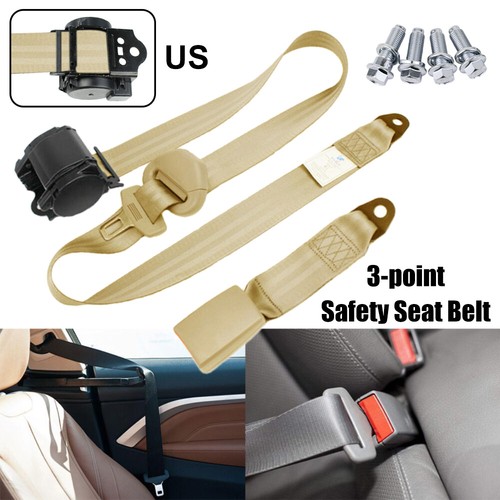 Retractable 3Point Safety Seat Belt Straps Car Vehicle Adjustable Belt ...