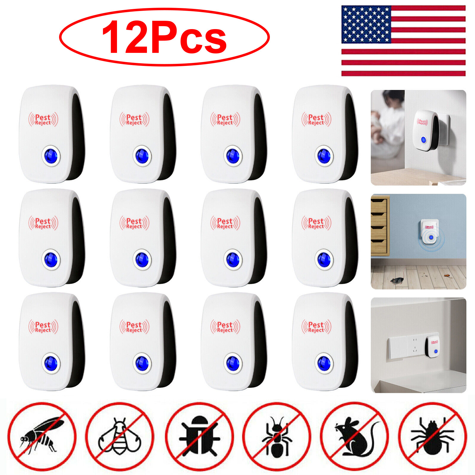 Pro Ultrasonic Pest Reject Home Control Electronic Repellent Mice Rat ...
