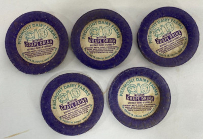 Lot of 5 Vintage Grape Drink bottle wax paper caps Piedmont, New Castle ...
