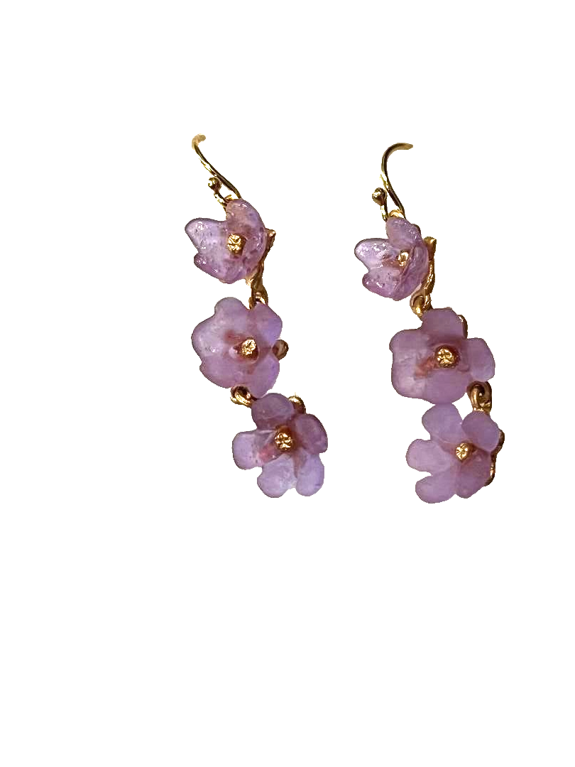 MICHAEL VINCENT MICHAUD LAVENDER TRIPPLE DROP DAHLIA EARRINGS 1157 I | eBay