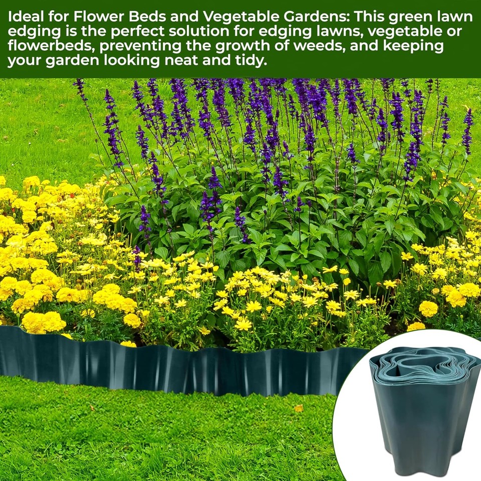 9M Garden Edging Flexible Border Strip Roll Grass Lawn Path Flower Bed ...
