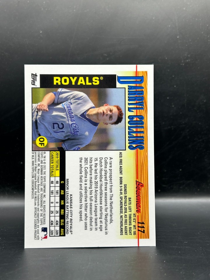 2021 Bowman Heritage Chrome DARRYL COLLINS BLUE REFRACTOR 25/99 #117 ...