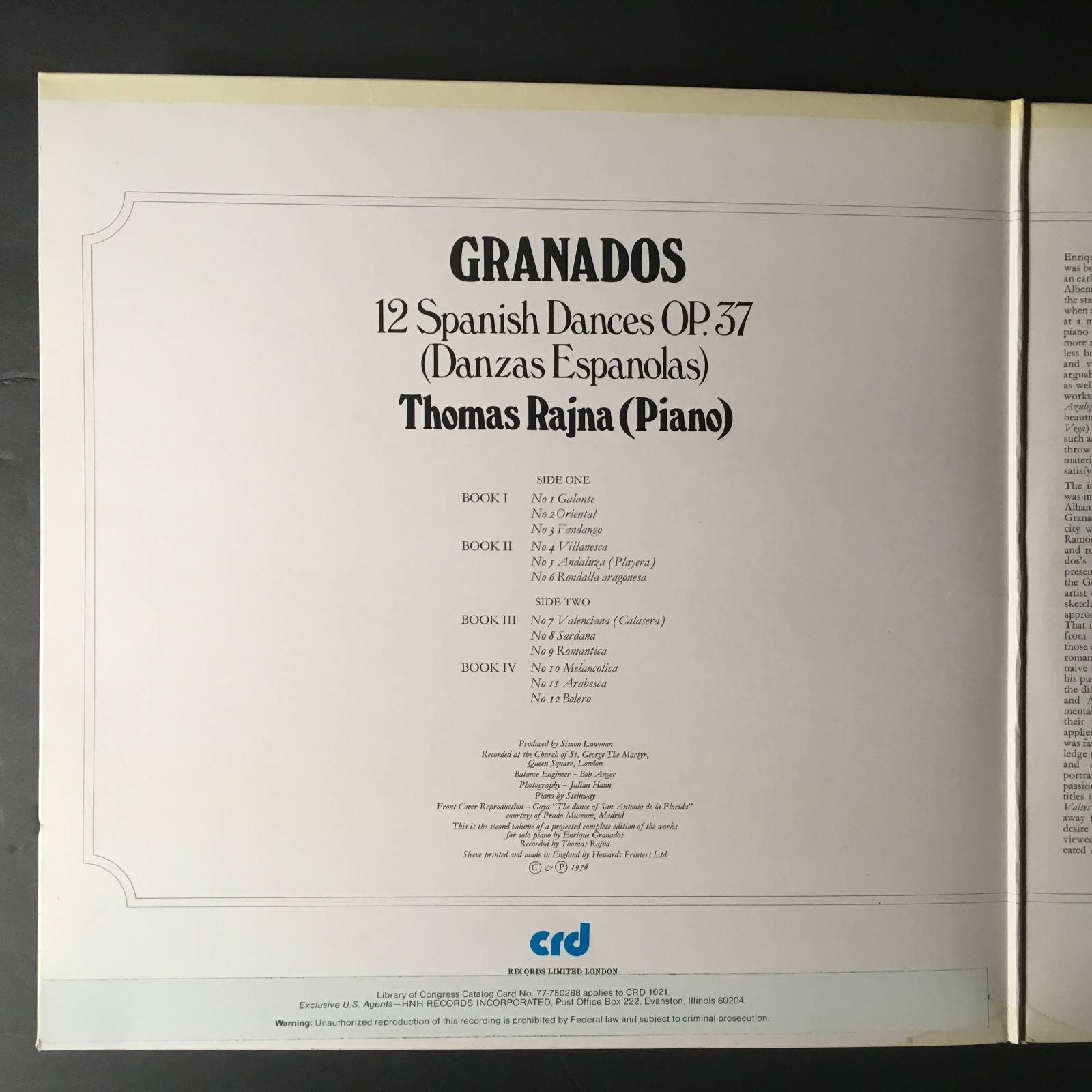 Granados ~ 12 Spanish Dances OP. 37 ~ Thomas Rajna ~ Near Mint! ~ FAST ...
