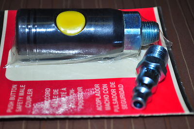 1/4" NPT M-Style Male Push Button Safety Coupler with Plug Milton ...