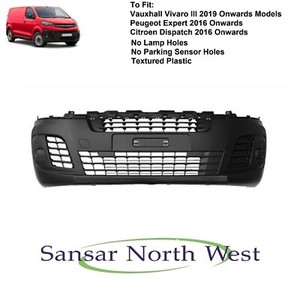 Vauxhall Vivaro - Front Bumper No Lamp or Sensor Holes - Textured Black ...