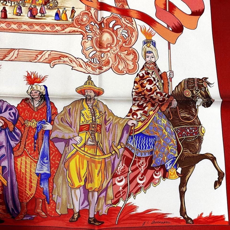 HERMES Scarf Carre90 Silk Square "Turkish March" Bordeaux From JP ...