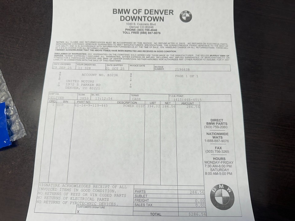 OEM BMW Fuse Box (Power Distribution Box) | 2007-2015 61149119445--GEN ...