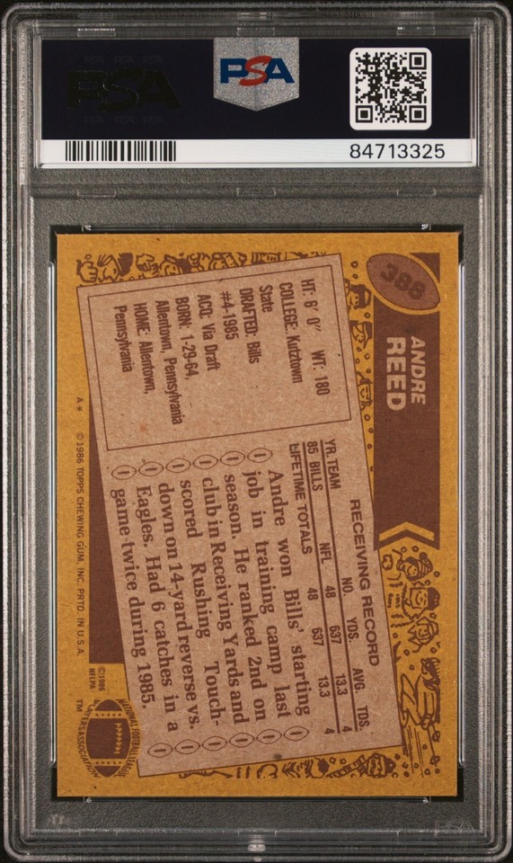 1986 TOPPS ANDRE REED ROOKIE RC #388 PSA 7 Near MINT | eBay