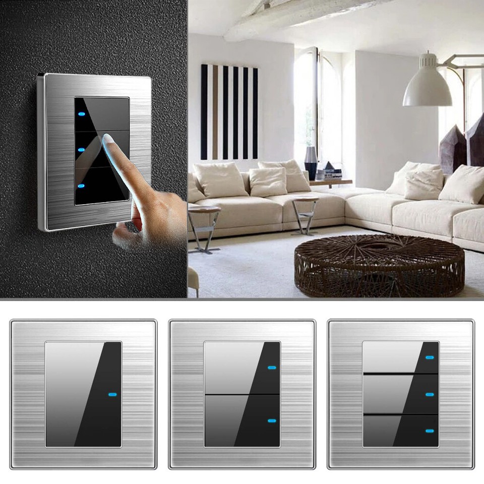 86mm Mirror Stainless Steel Switch Panel LED Wall Light Switch 1 2 3 ...