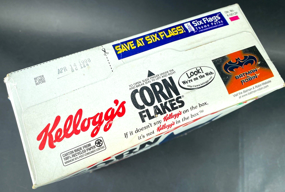 Vintage 1997 Kellogg's Corn Flakes Cereal Box Batman & Robin Movie New ...