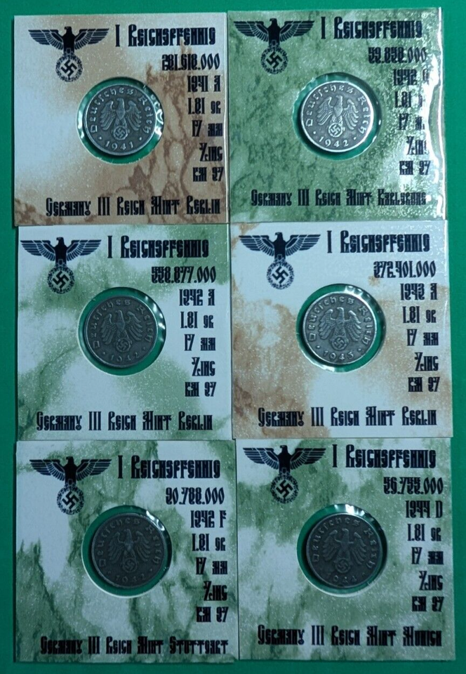 💰 1941 - 1944 Germany 1 Reichspfennig - Zinc coin - WWII - 1 coin | eBay