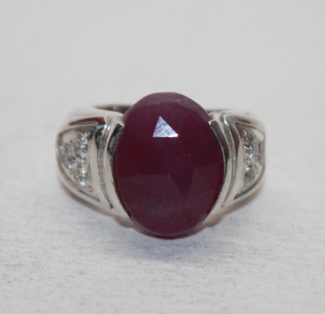 HTF! Barry Brinker 950 Sterling Silver Ruby Ring w/Topaz Accents Sz: 4. ...