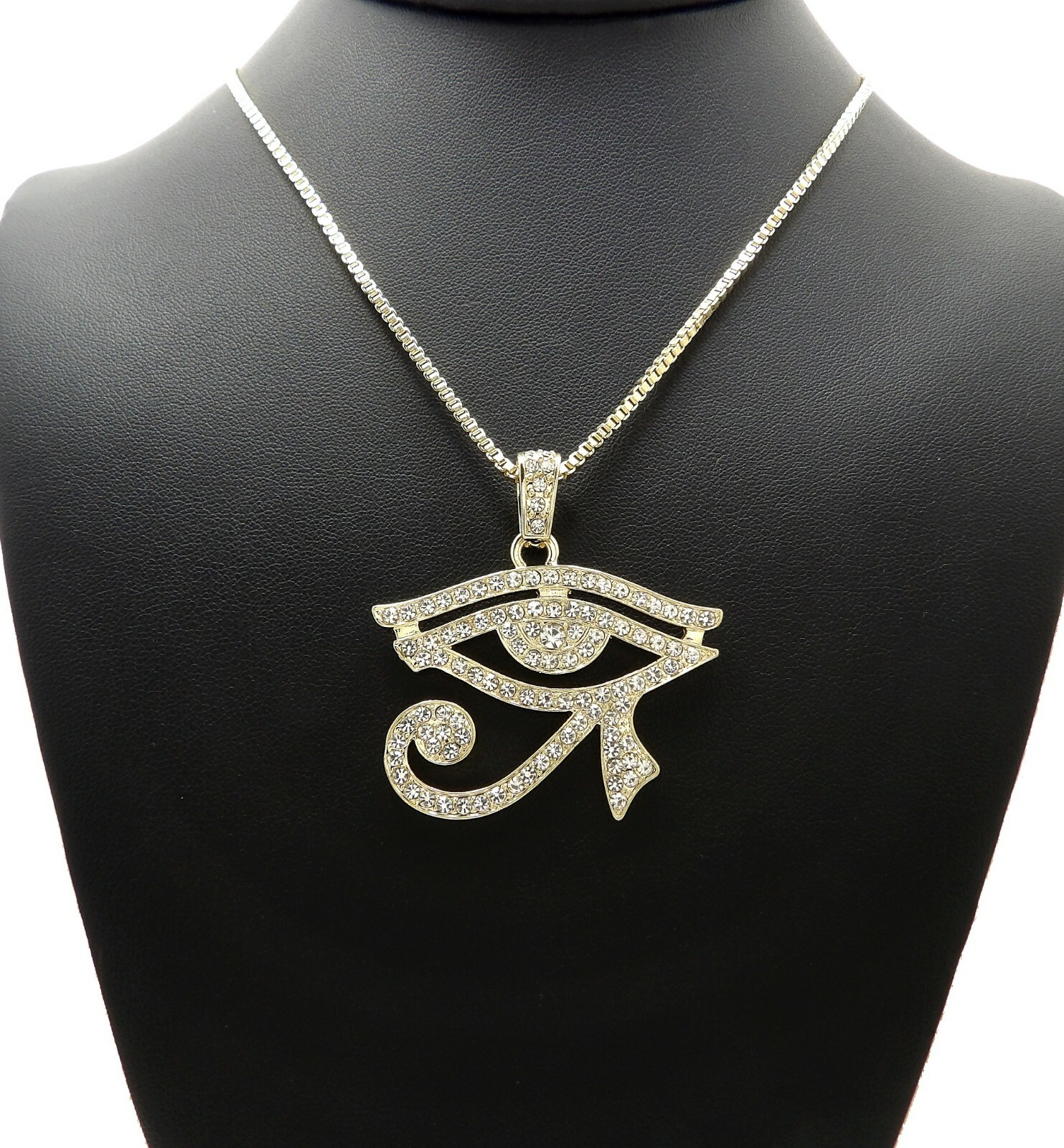 Egyptian Eye of Horus Pendant Box, Rope, Cuban Chain Fashion Necklace ...