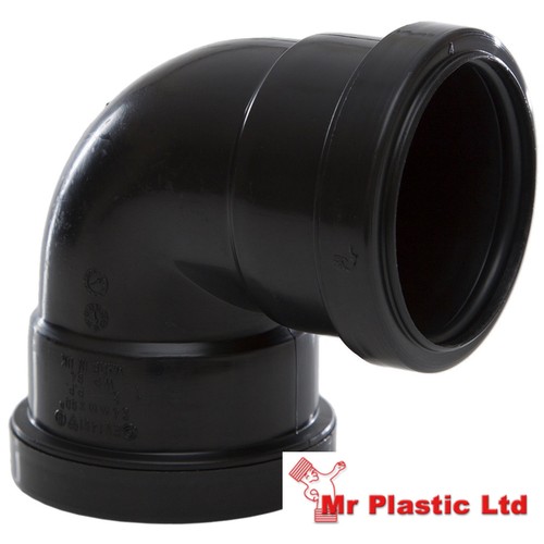 Polypipe 50mm Push Fit Waste Pipe Fittings in Black (actual size 54mm ...