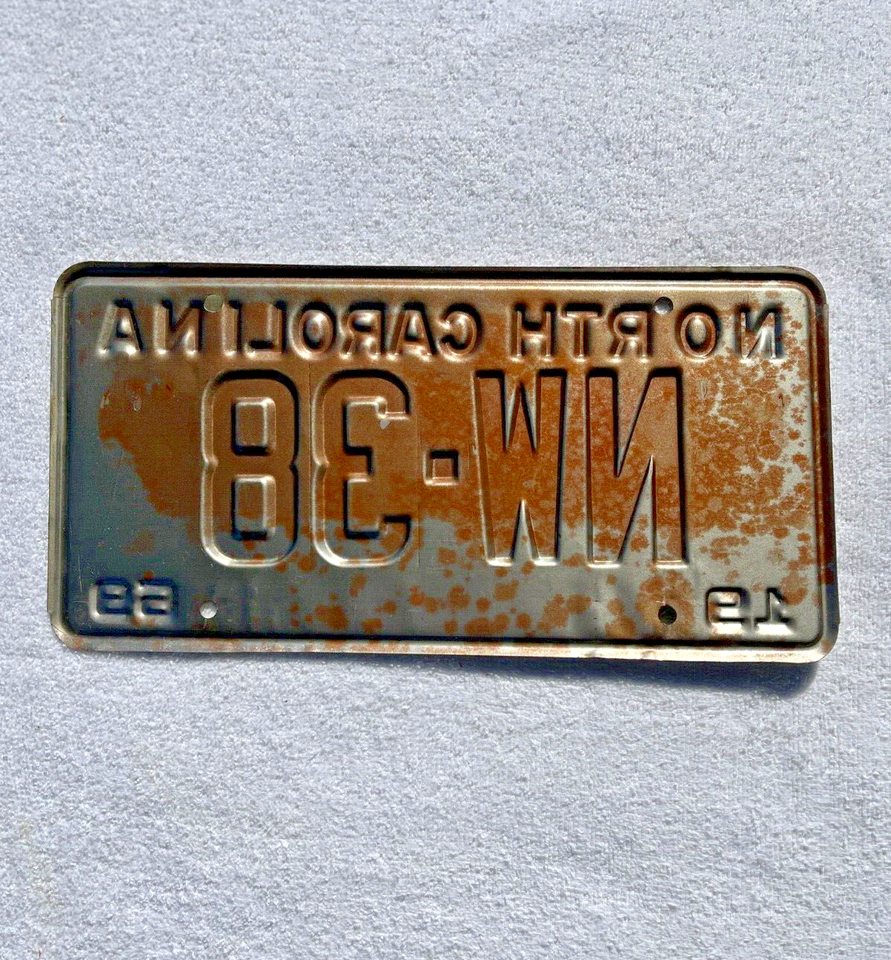 1969 North Carolina Automotive License Plate NW-38 Original Condition ...