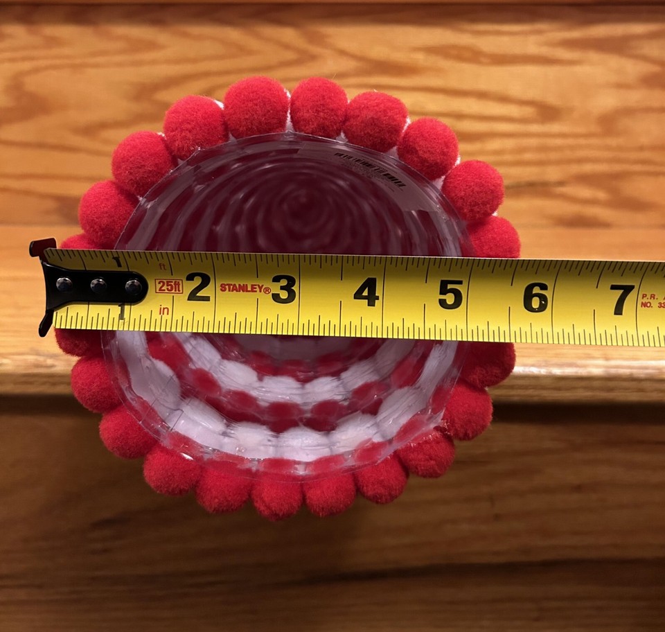 Hobby Lobby Christmas Decor Tree 6x14" Red And White Pom Poms | eBay