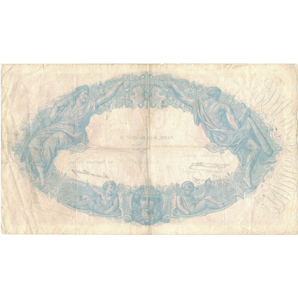 [#807695] France, 500 Francs, Bleu et Rose, 1937, P.2563, VF(20-25 ...