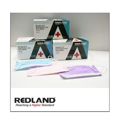 Redland Breathe-EZ Dual Fit Earloop 50 Pcs BLUE Face Masks Pleated ...