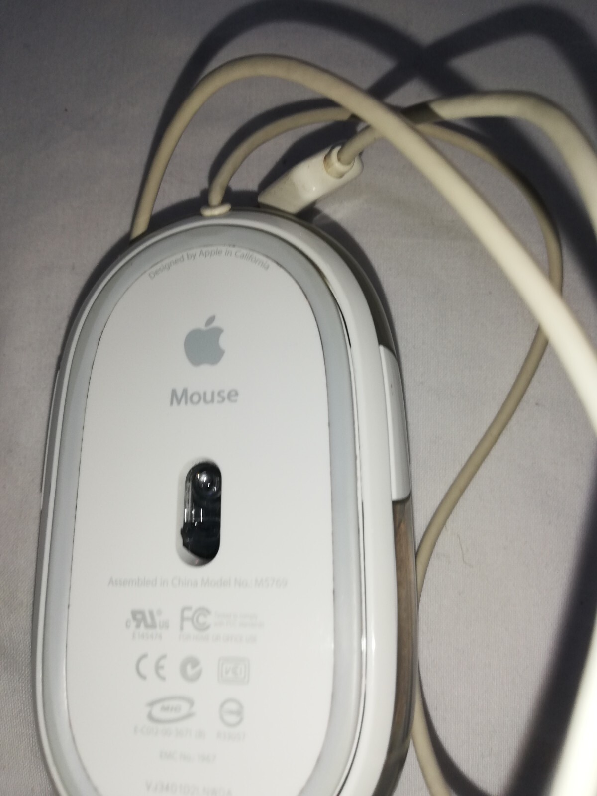 Genuine Apple Wired USB Mouse, White/Transparent – Model M5769 Free ...